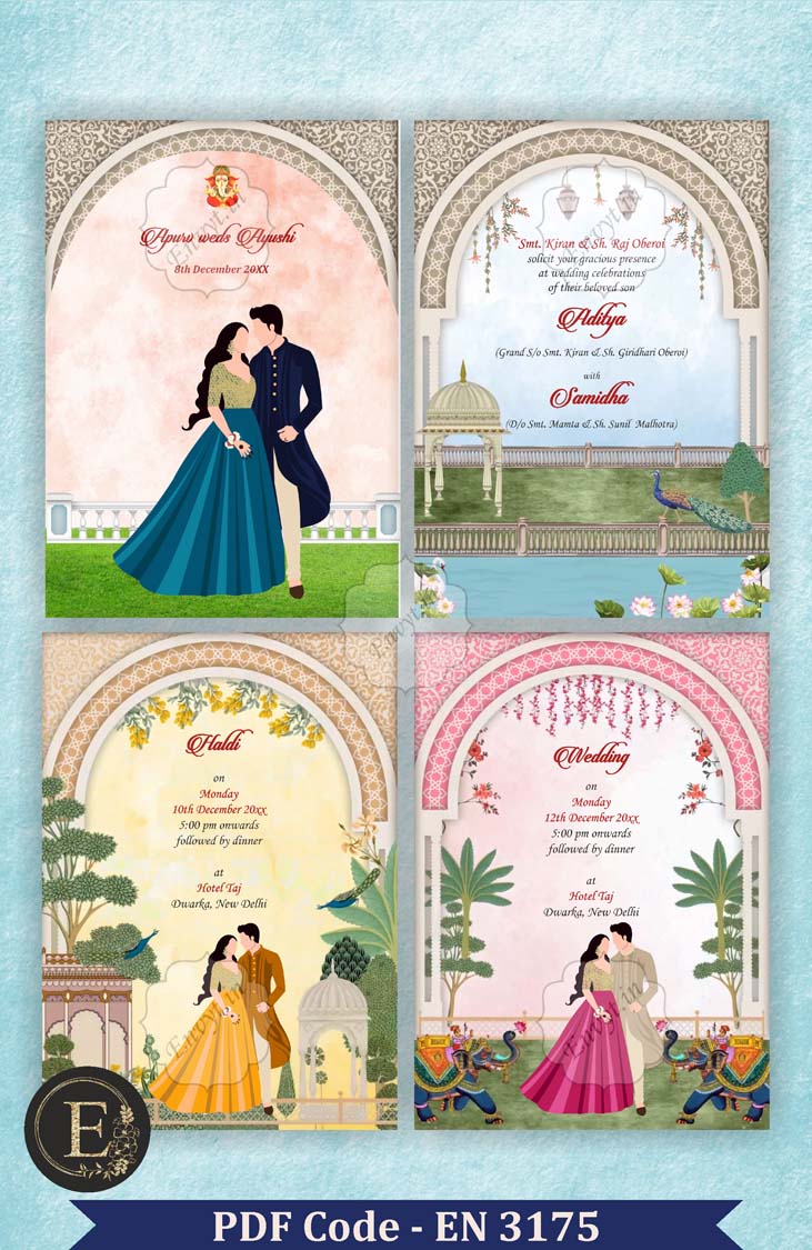 Luxurious Theme Wedding Invitation PDF (EN3175) - Envyt.in